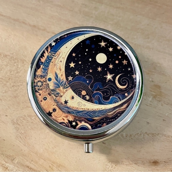 Other | Moon Stars Celestial Silver Pill Box New | Poshmark